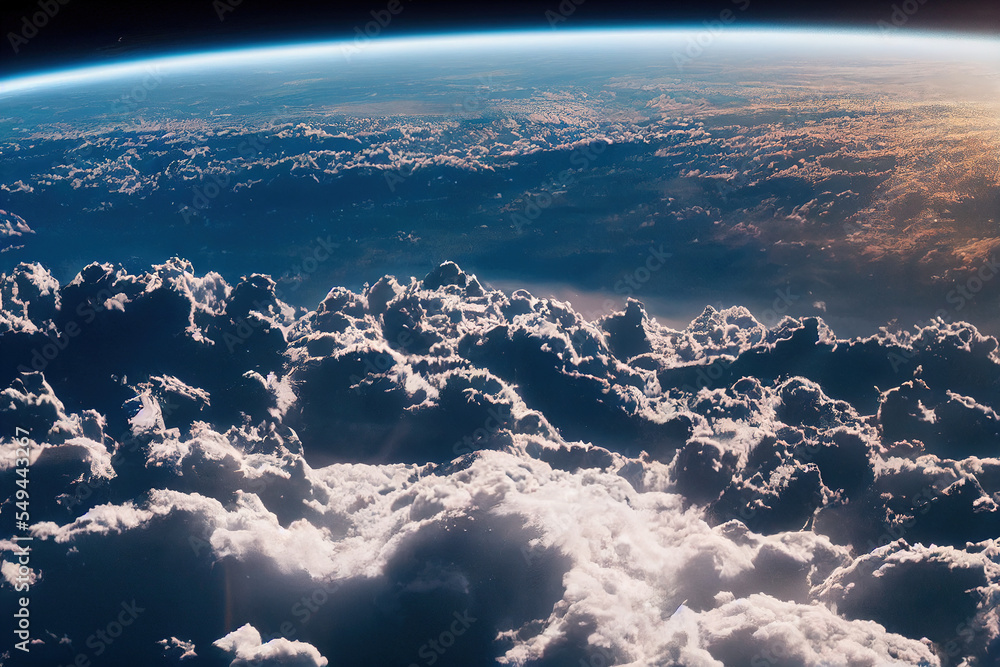 Splendid background cloudscape above the earth's atmosphere in the ...