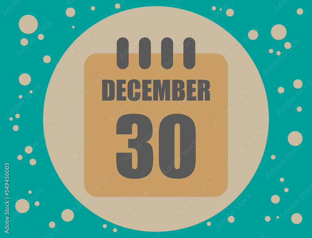 30 december calendar vector. Calendar icon for the month of December ...