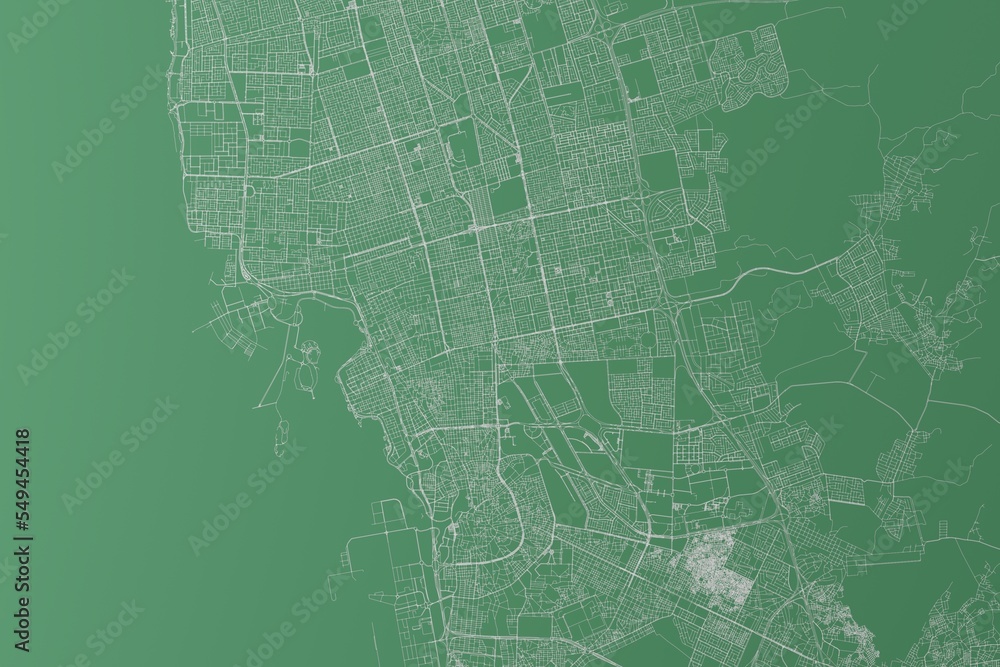 Stylized map of the streets of Jeddah (Saudi Arabia) made with white ...