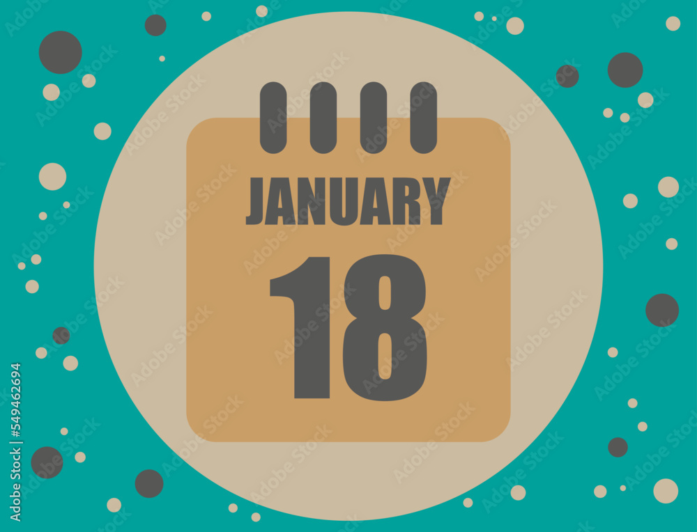 18 January calendar vector. Calendar icon for the month of January with ...
