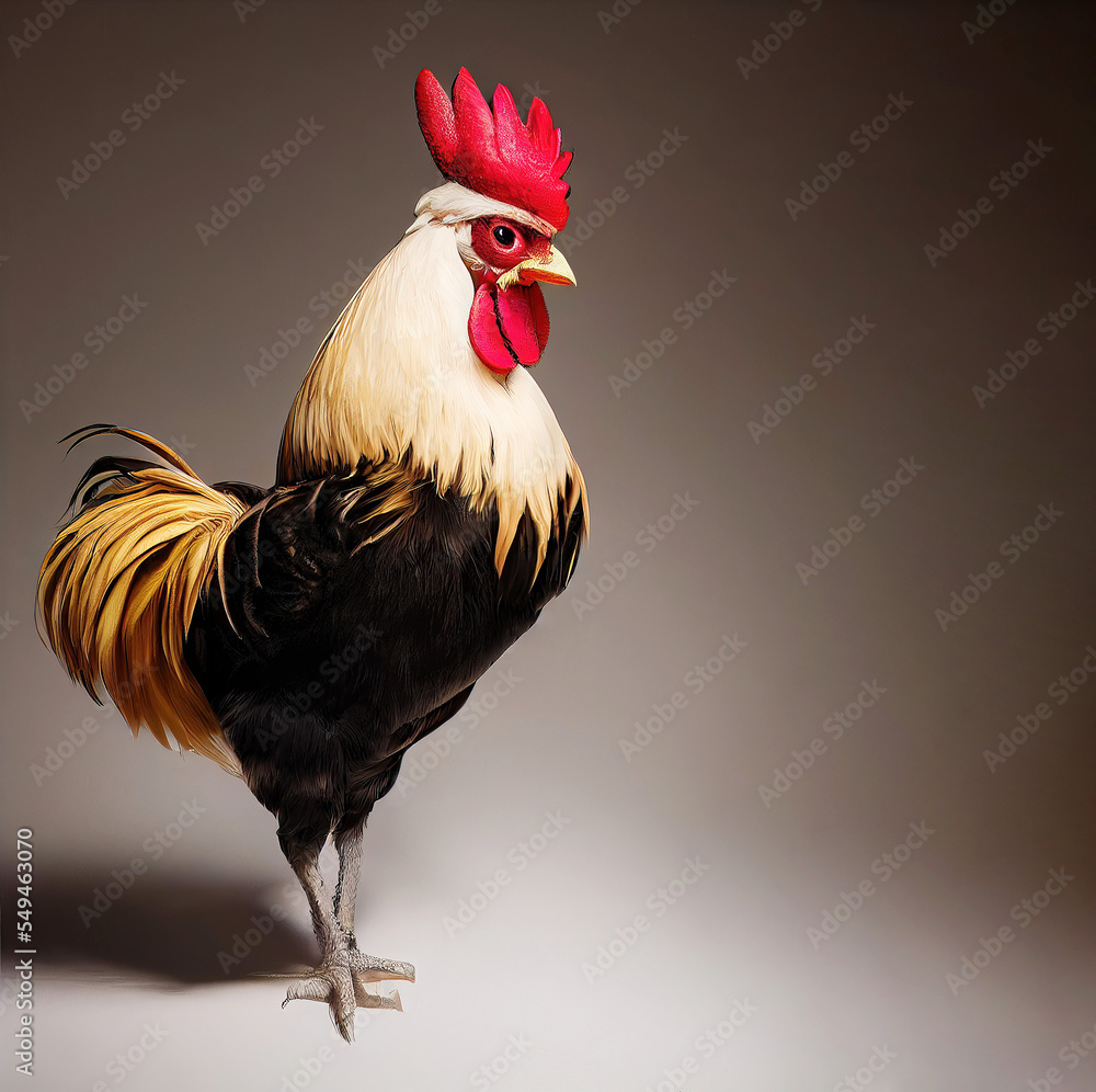 Proud rooster in studio setting Stock Illustration | Adobe Stock
