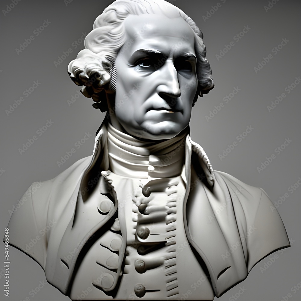 3d Illustration featuring the white marble bust of President George ...