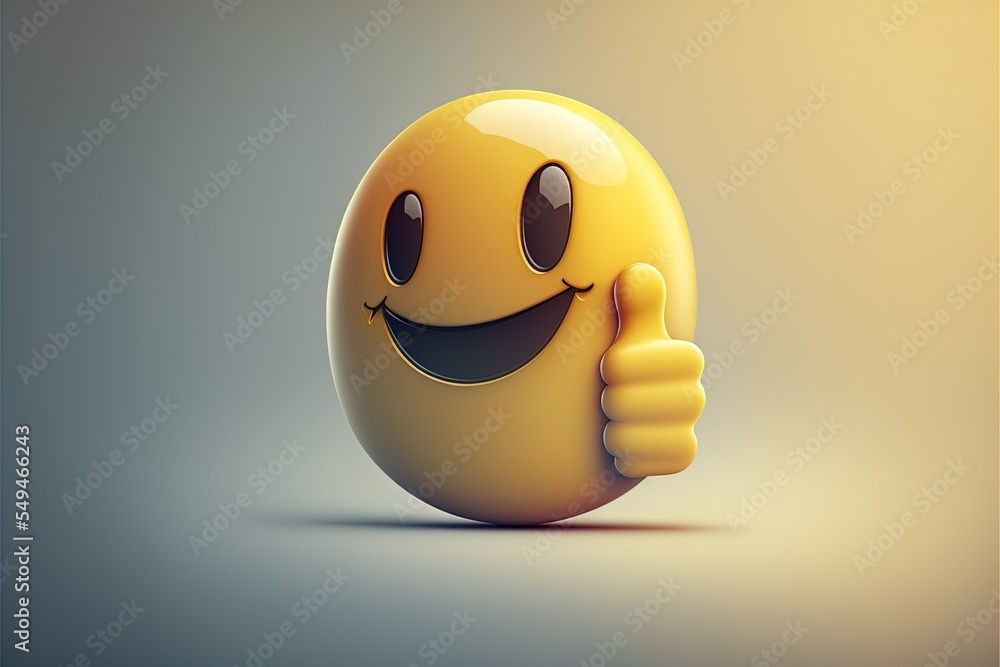 Smiley face with thumbs up Stock Illustration | Adobe Stock