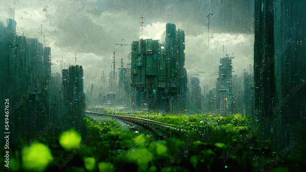 Matrix City. Background. AI render. Stock Illustration | Adobe Stock