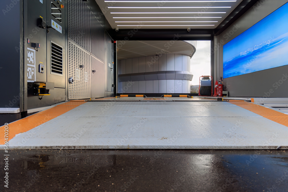 Germany, Zusmarshausen 26.11.2022; a fully automatic battery changing ...