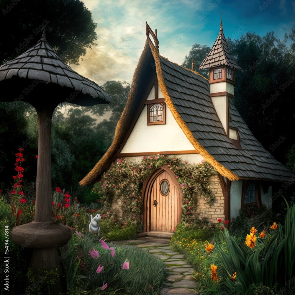 Fairytale house were gnomes, goblins, fairies, elves and other magical ...