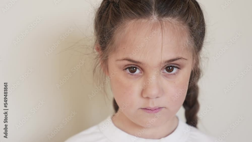 portrait child girl looking at the camera. happy family kid dream ...