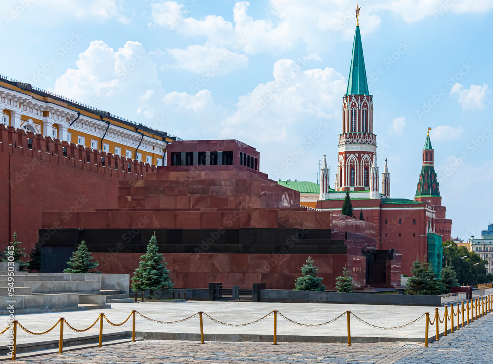 Russia Moscow. The Red Square. A beautiful summer view of the Mausoleum ...