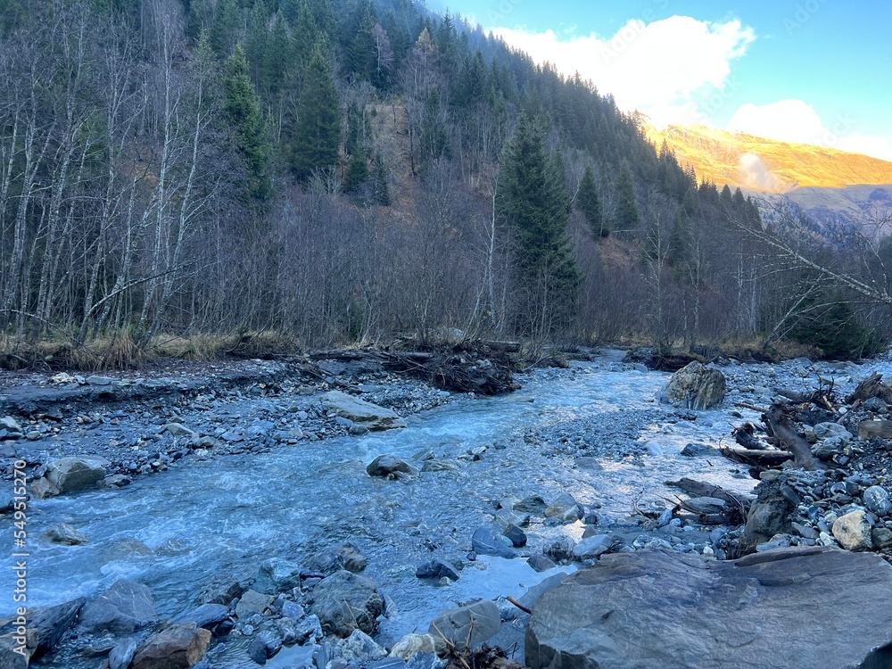 The upper part of the course of the alpine river Tamina in the ...