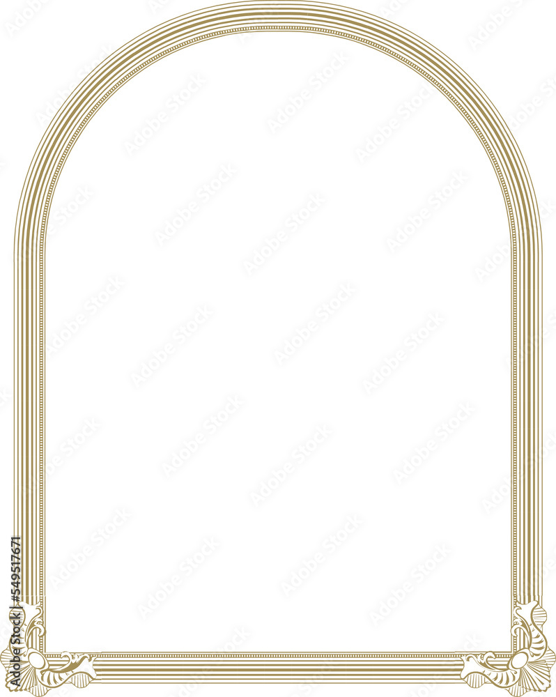 Gold Decorative Arch Frame Illustration, Gold Leaf Frame ilustração do ...