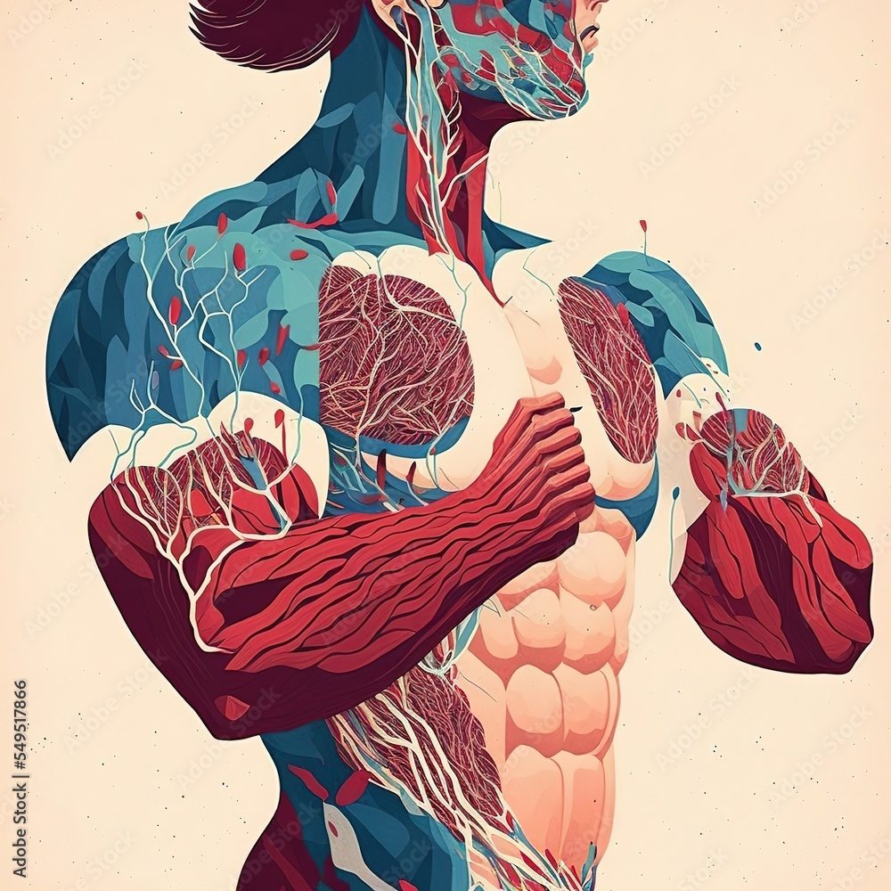 Anatomical body, muscle fibers are visible Stock Illustration | Adobe Stock