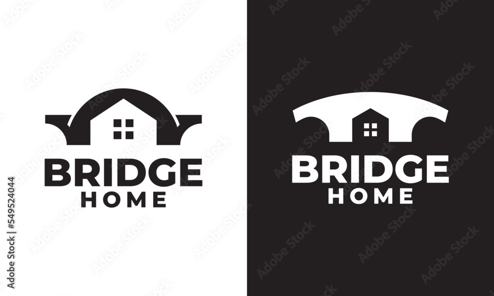 bridge house vector logo design. real estate construction, development ...