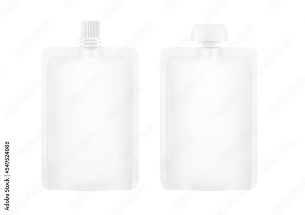 Pouch bag with center spouts mockup. Vector illustration isolated on ...