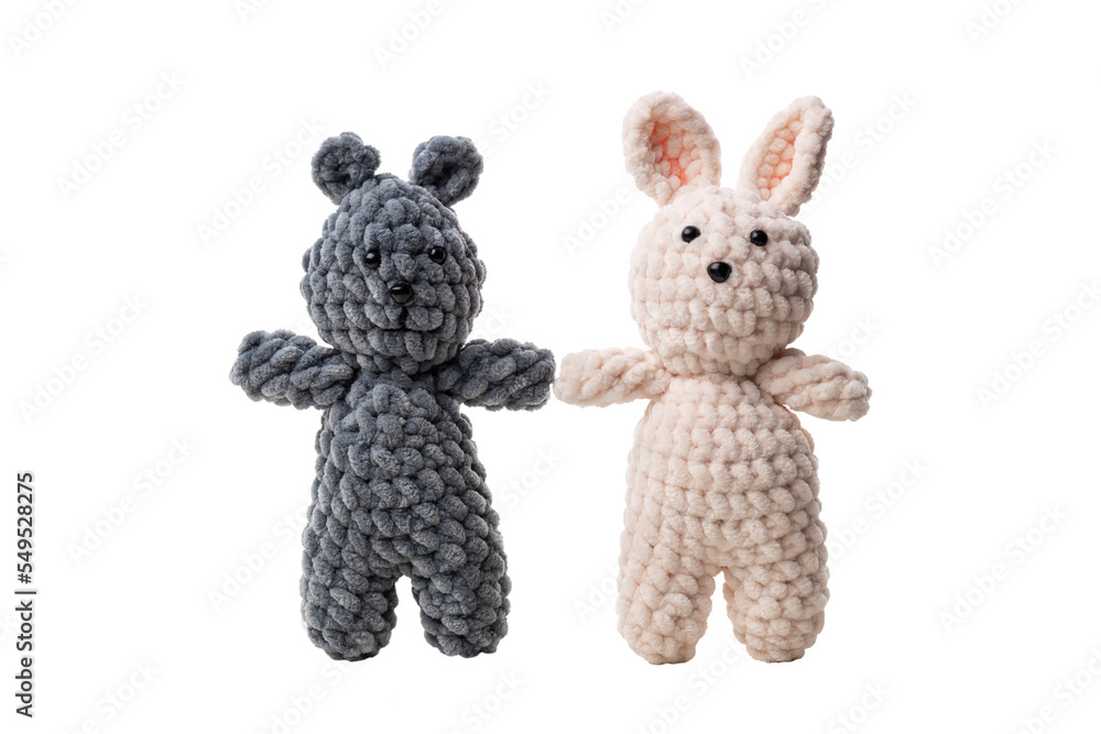 knitted toys with threads isolated on transparent background png . Bear ...