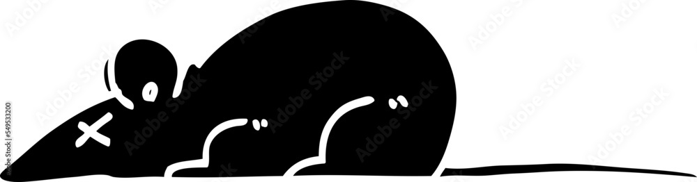 black and white cartoon dead rat Stock Vector | Adobe Stock