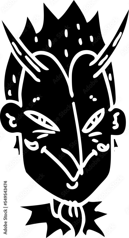 outline cartoon devil face Stock Vector | Adobe Stock