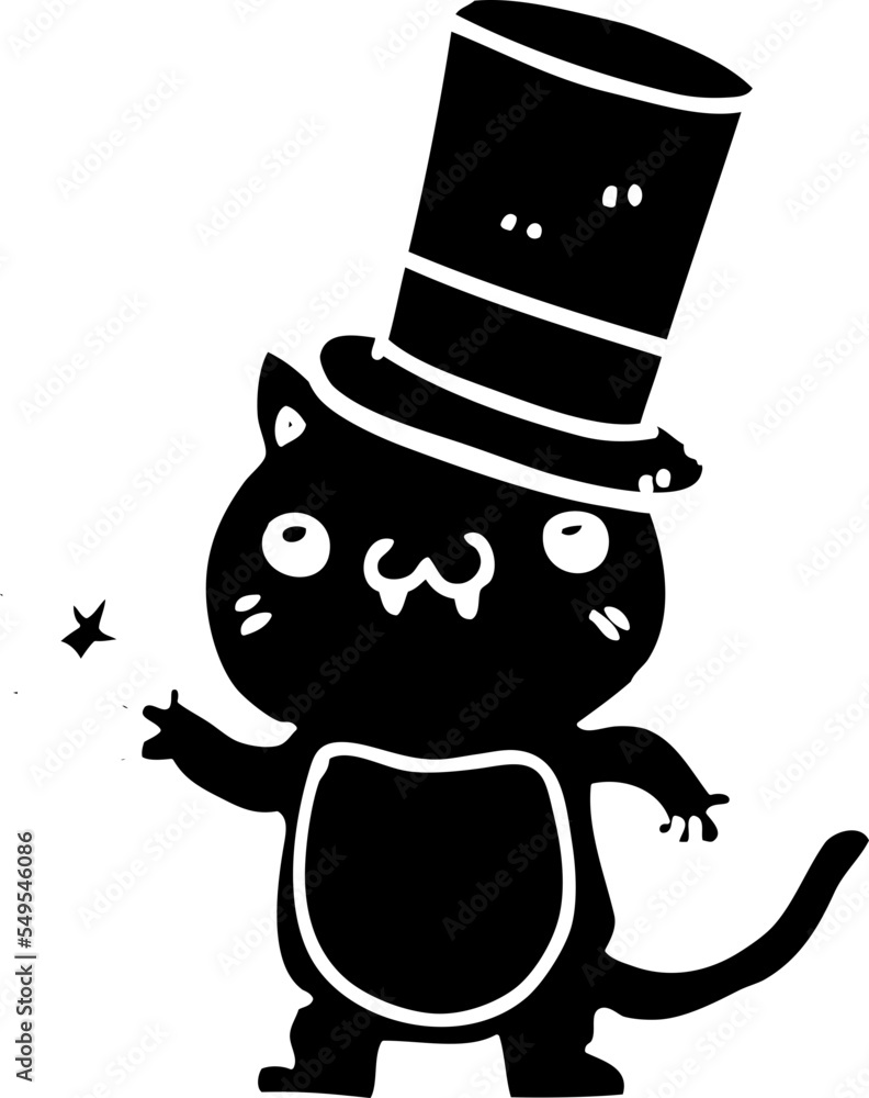 cartoon cat wearing top hat Stock Vector | Adobe Stock