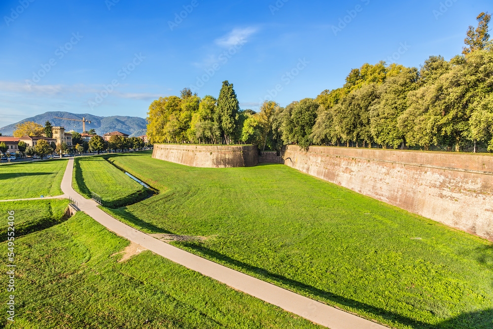 Lucca, Italy. Picturesque fortress wall and bastion Stock Photo | Adobe ...