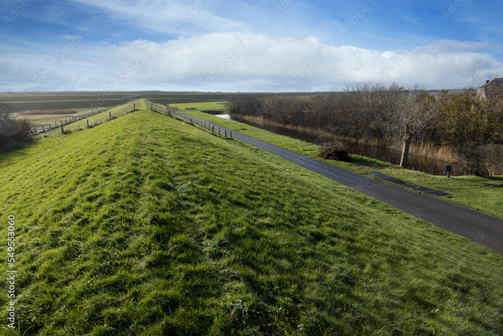Dike at Island of Texel. Netherlands. Ceres nature park. Waddenzee ...