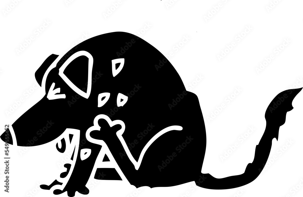 black and white cartoon dog scratching Stock Vector | Adobe Stock