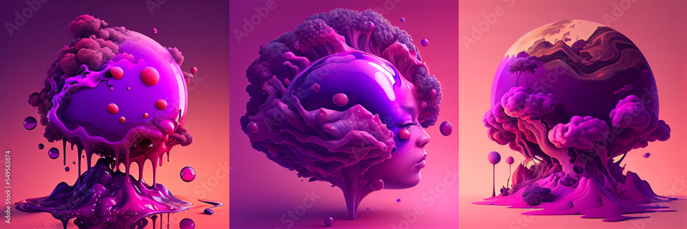 Surrealistic illustration, abstract colorful background, modern art ...