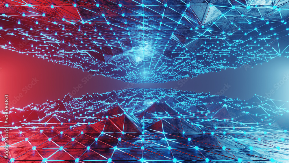 3d bg data flow concept, sci-fi background digital space. Blue high ...