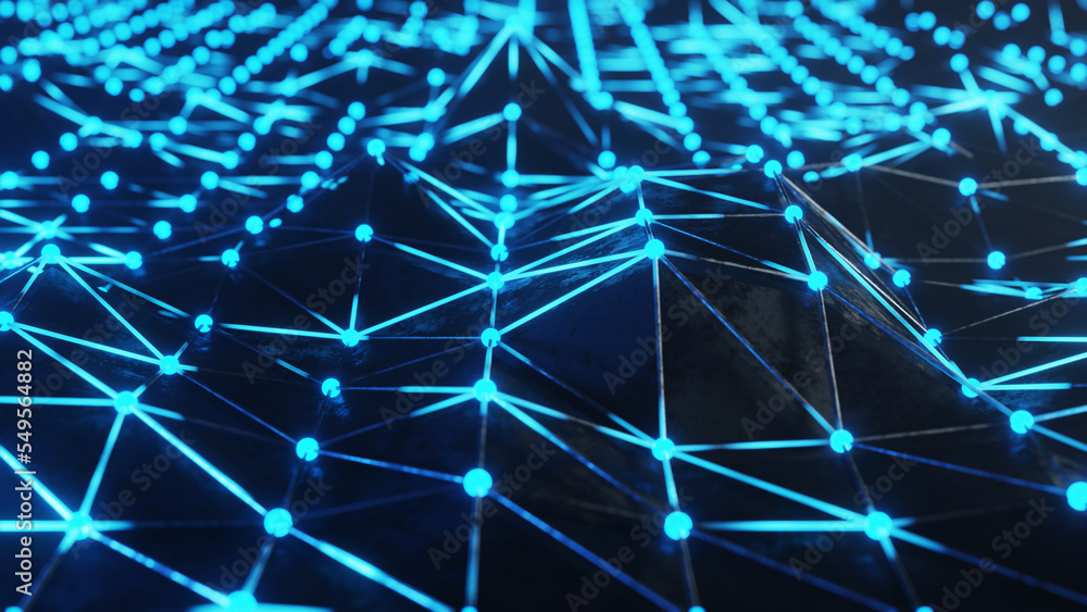 3d bg data flow concept, sci-fi background digital space. Blue high ...