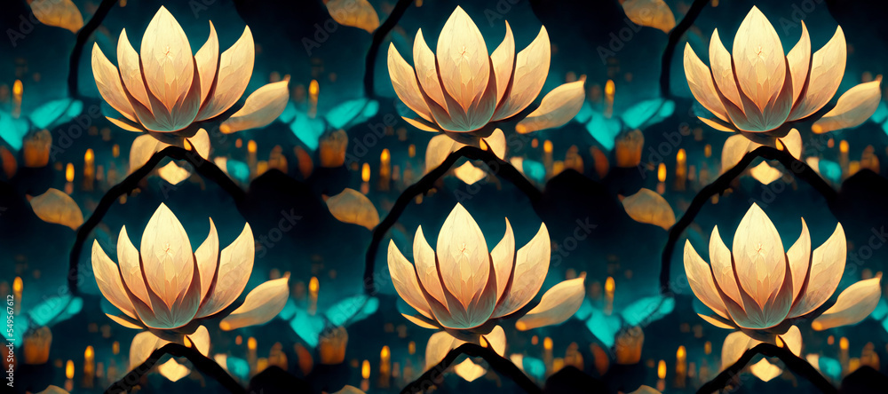 lotus flowers on a magical background, beautiful lotus flowers in a ...