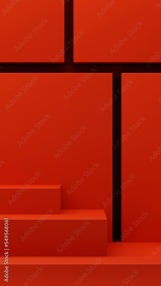 Vertical Red platform step shelf podium for product display and awards ...