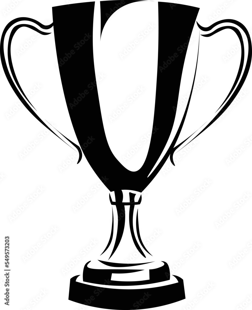 Black and White Cartoon Illustration Vector of Trophy Stock Vector ...