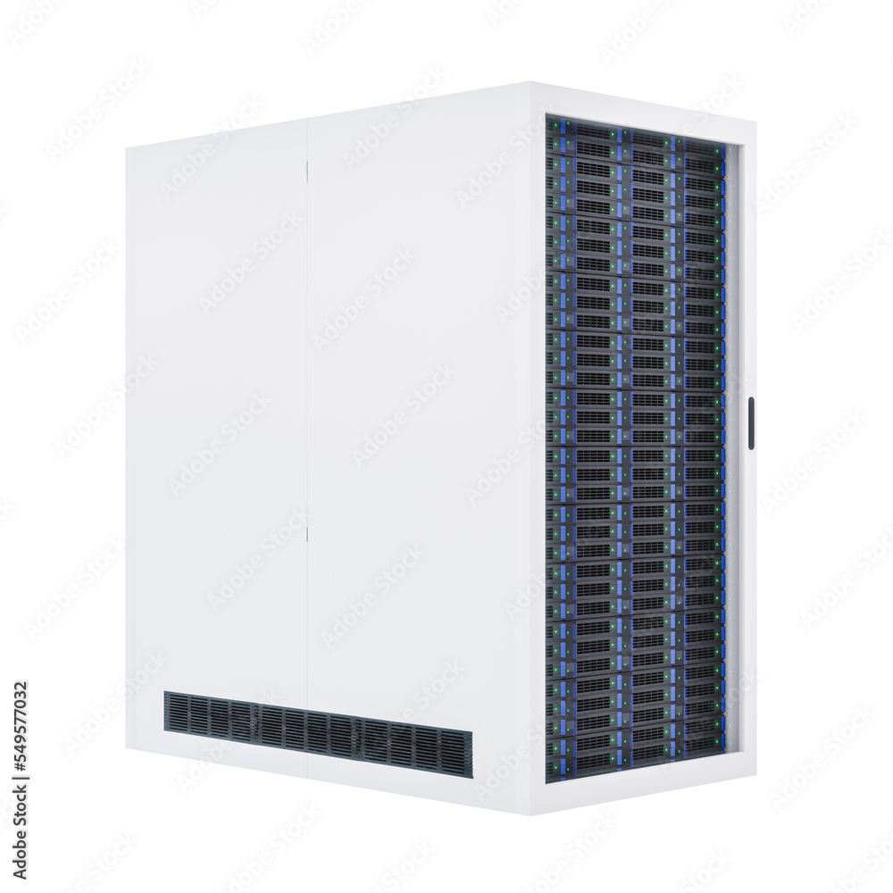 Modern server rack on white background Stock Illustration | Adobe Stock