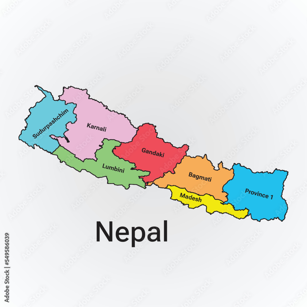 Map of Nepal with province divided. Stock Vector | Adobe Stock
