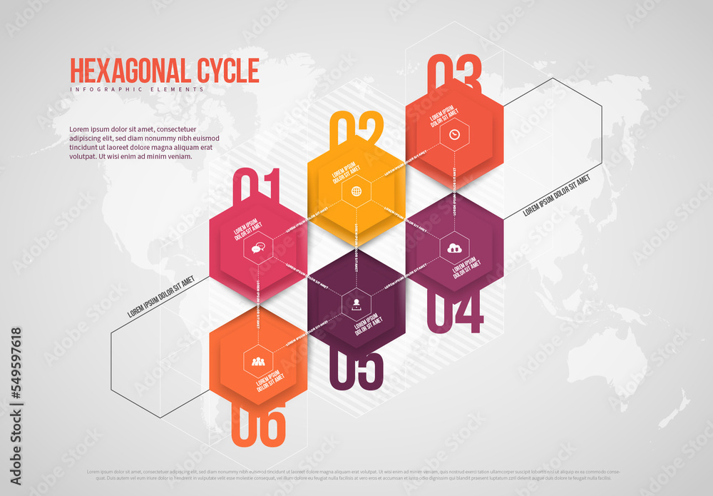 Hexagonal Cycle Infographic Stock Template | Adobe Stock