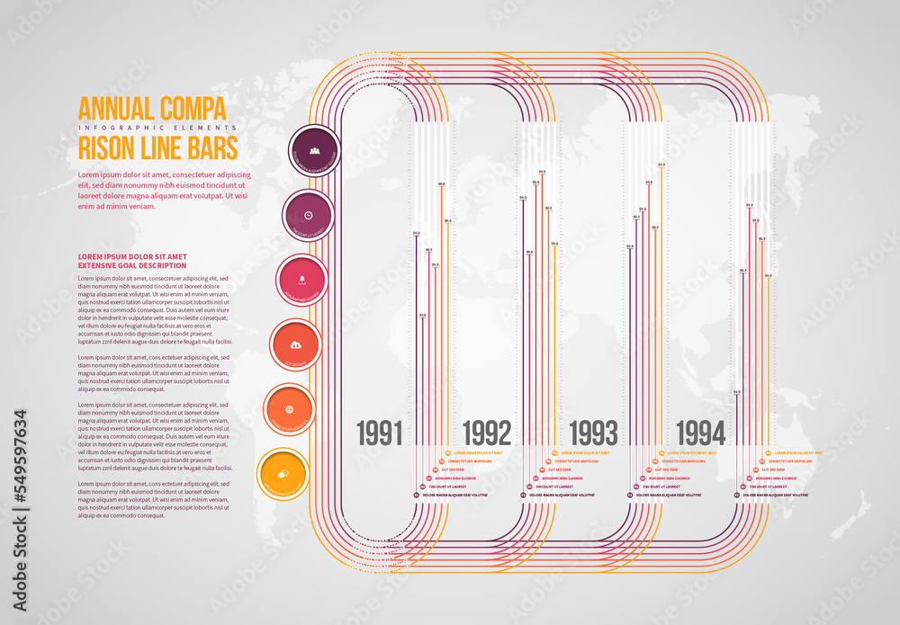 Annual Comparison Line Bars Infographic Stock Template | Adobe Stock