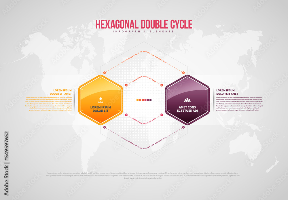 Hexagonal Double Cycle Infographic Stock Template | Adobe Stock