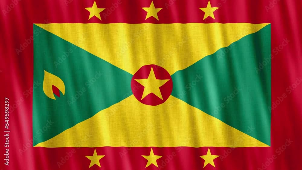 Grenada National Flag. Seamless loop animation closeup waving. High ...
