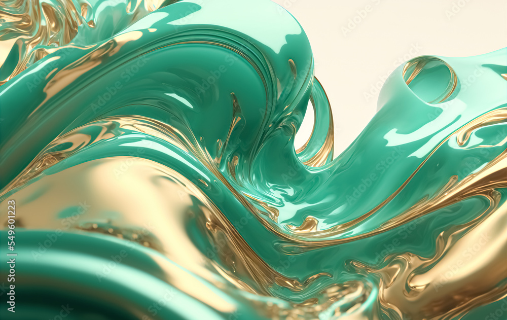 Luxury gold turquoise with gold liquid background , fluid splash, swirl ...