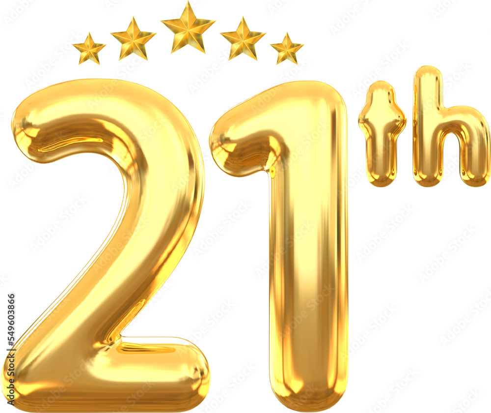 21 year anniversary gold balloon Stock Illustration | Adobe Stock