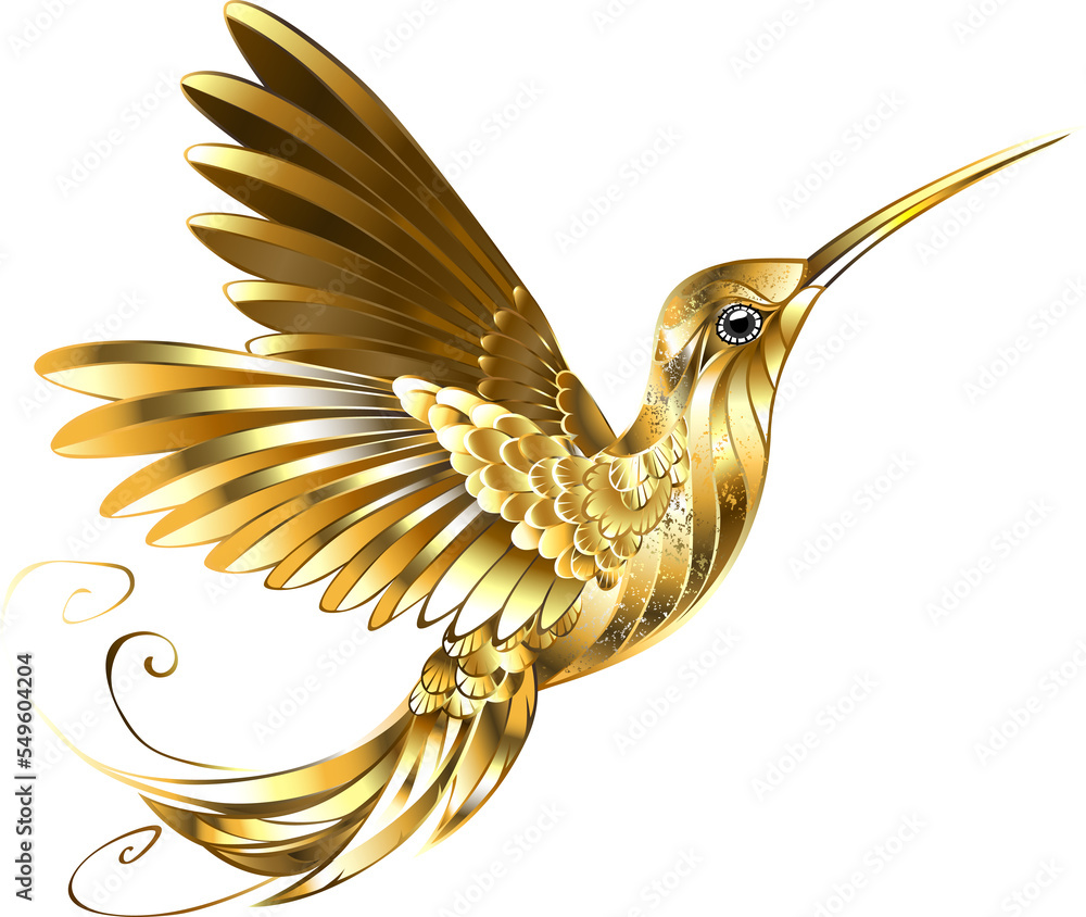 golden bird hummingbird Stock Illustration | Adobe Stock
