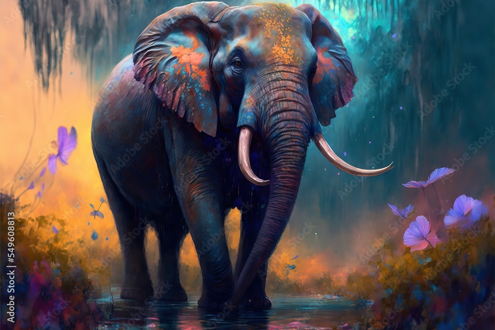 Painted Elephant Background