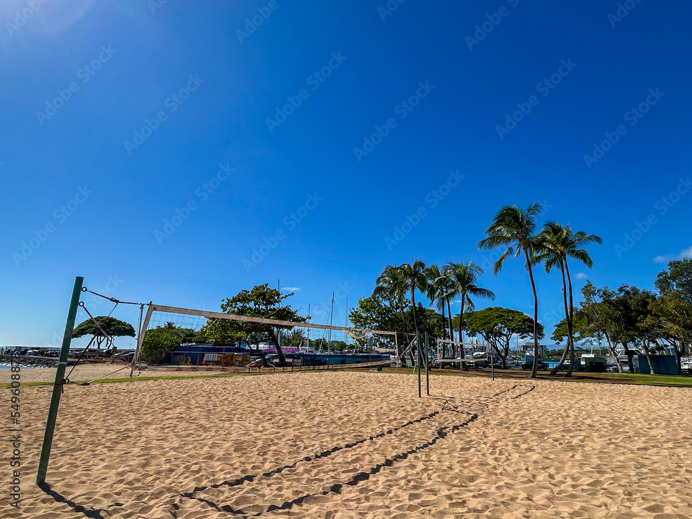 [Hawaii] Beach volleyball court at Ala moana beach park Stock Photo ...