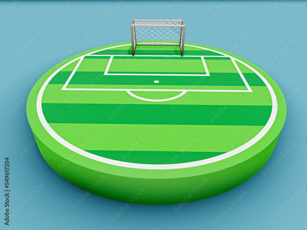 Soccer 3d field, realistic 3D rendering circle cutaway terrain floor ...