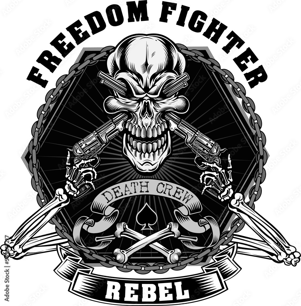 Skull and crossed guns Stock Illustration | Adobe Stock