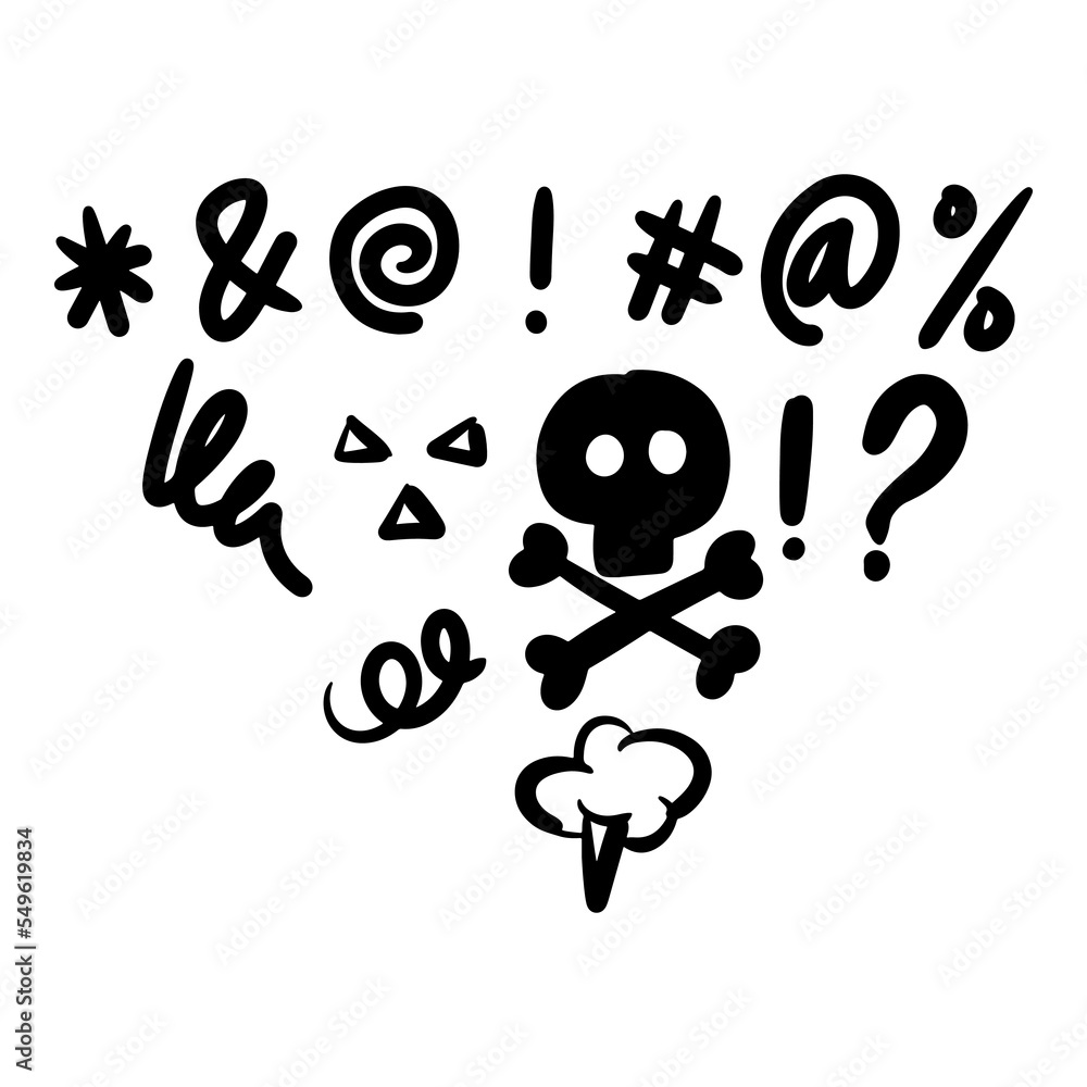 Doodle sketch style of Swearing icons cartoon hand drawn illustration ...