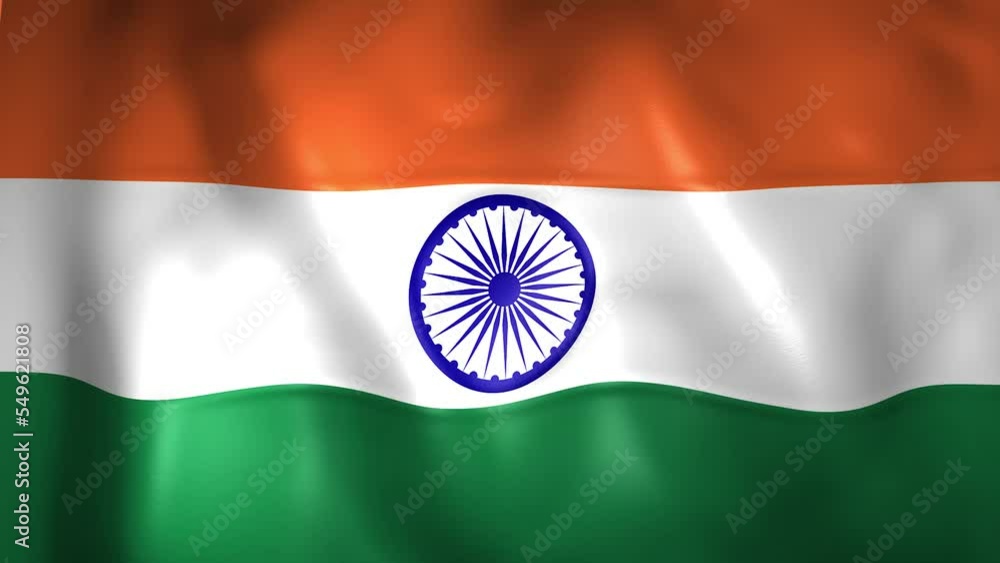 Animation of the Indian flag. 4K. Indian flag flying, India flag render ...