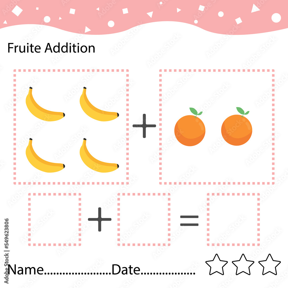 Education game for children fun addition by counting and tracing the ...