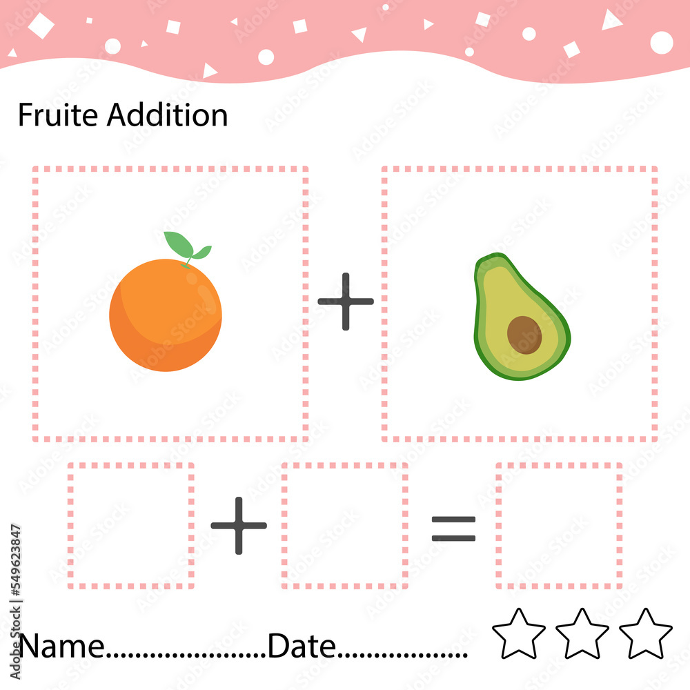 Education game for children fun addition by counting and tracing the ...