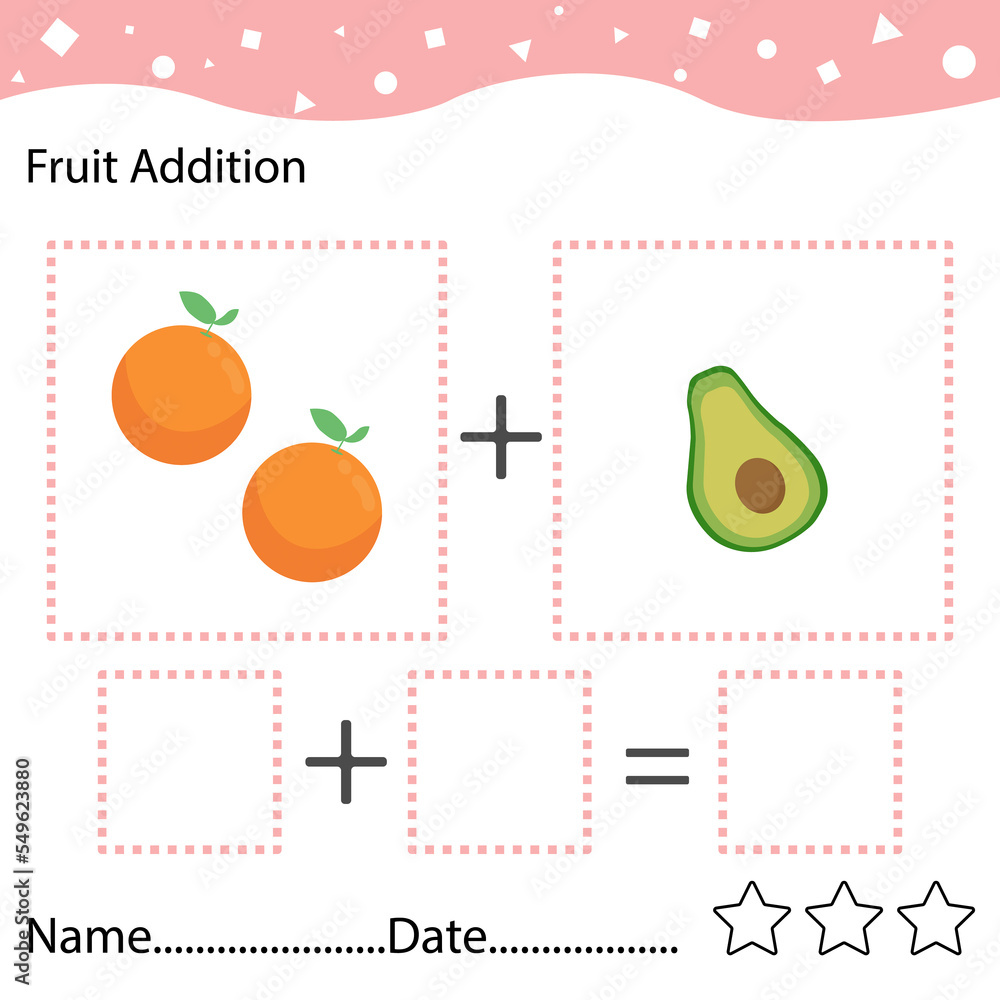 Education game for children fun addition by counting and tracing the ...