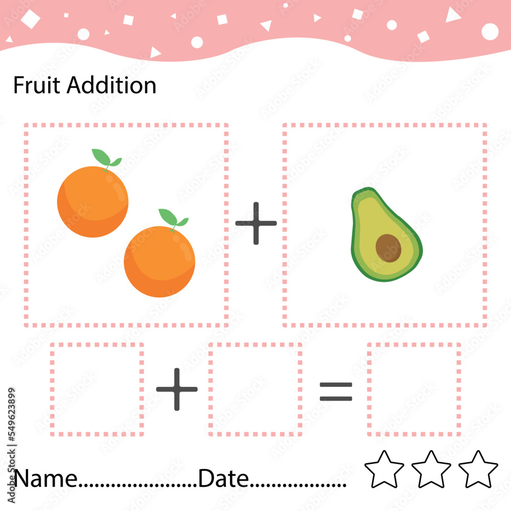 Education game for children fun addition by counting and tracing the ...