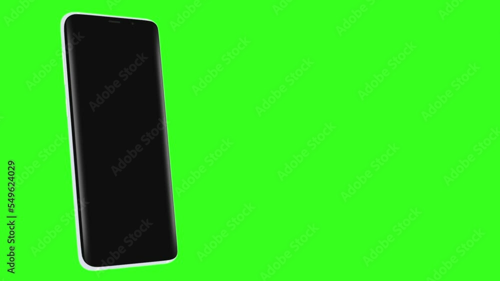 Smartphone blank green screen with indicators slide into the frame ...
